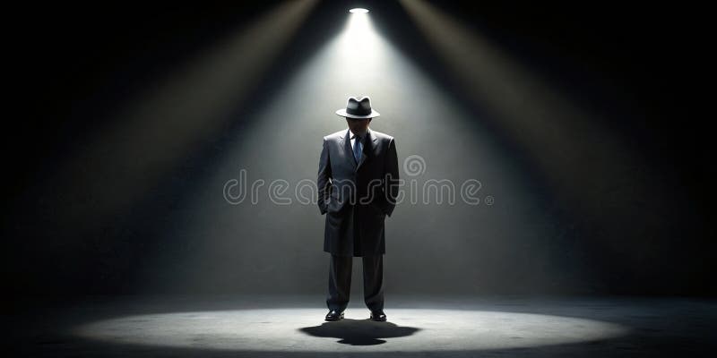 A Shadowy Mafia Figure Illuminated by a Single Spotlight Generative AI ...