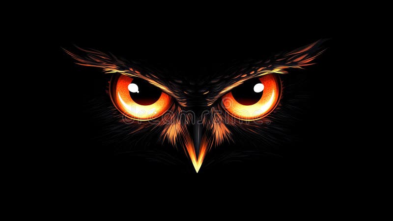 A Shadowy Owl Emerges, Its Eyes Glowing Eerily Stock Illustration ...