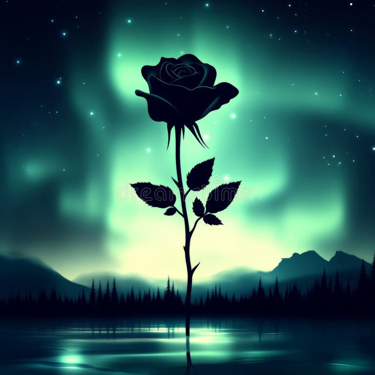 A Shadowy Rose Set Against a Vivid Cosmic Backdrop Stock Photo - Image ...