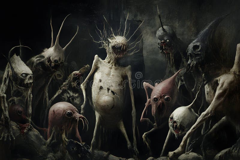 Grotesque Creatures: a Dark Fantasy Gathering Stock Illustration ...