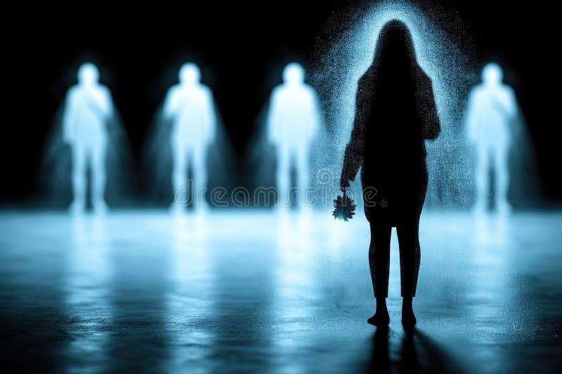 Shadowy Silhouette of a Young Female in Misty Light with Mysterious ...