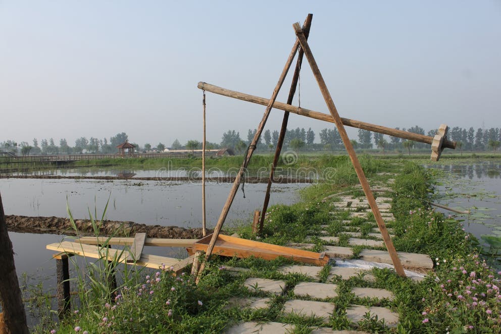 Shaduf stock image. Image of bank, tree, shaduf, river - 25403089