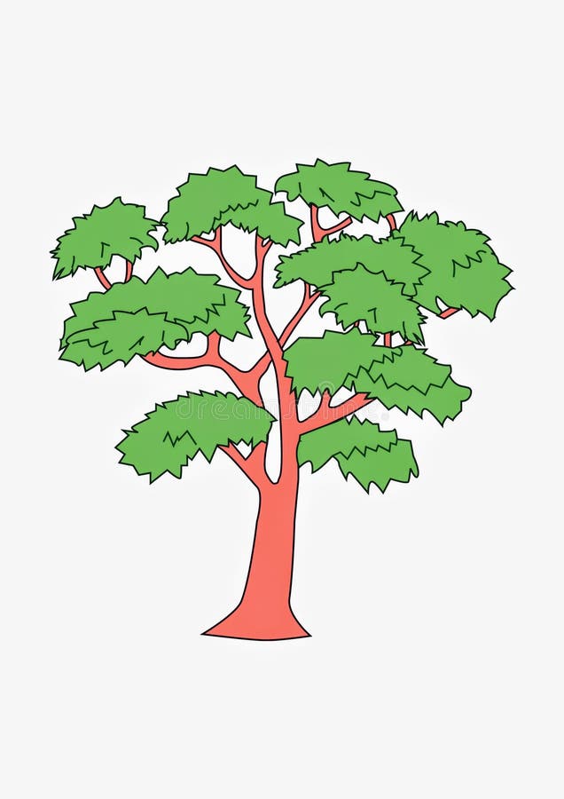 Shady Tree with Dense Green Leaves, Vector Illustration, Clip Art Stock ...