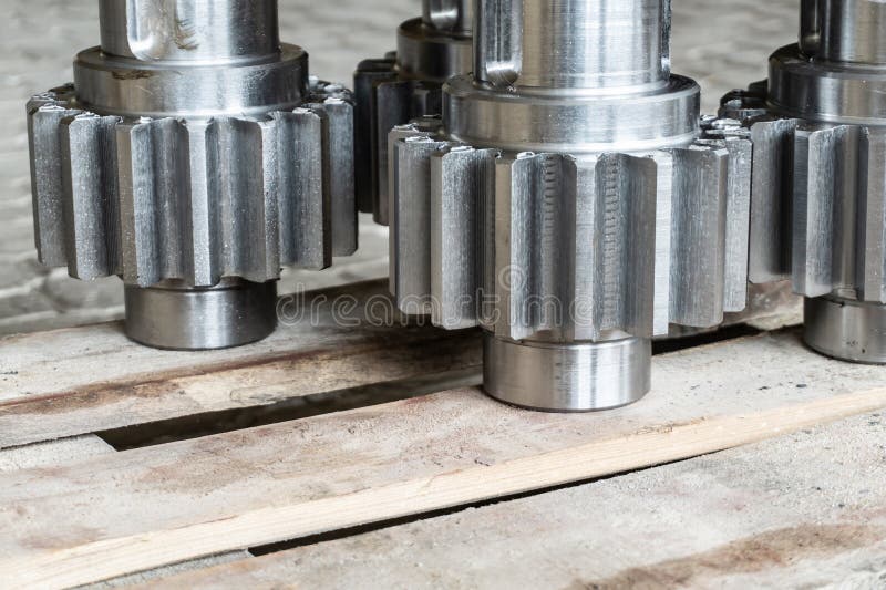 Shaft Gear after Manufacturing on a Rack Stock Photo - Image of iron ...