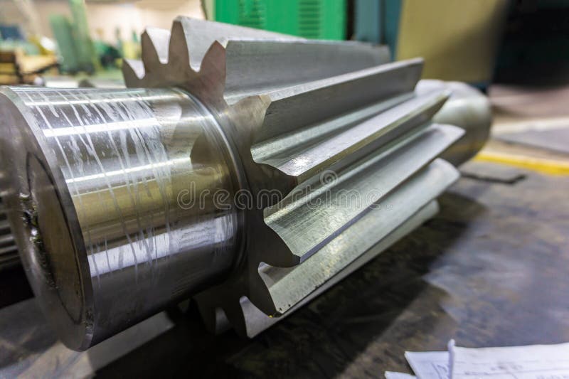 Shaft Gear on Rack after Machining. Stock Image - Image of engine ...