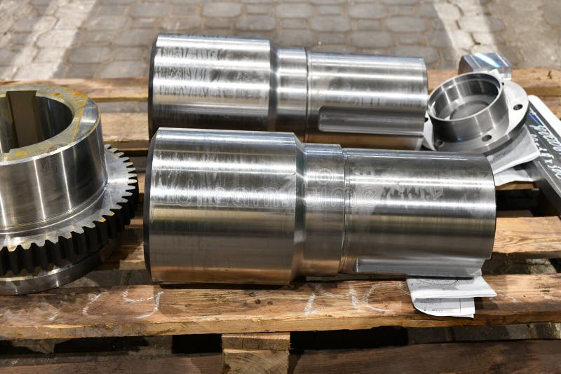 Shaft and Gear on a Rack after Turning, Milling and Gear Cutting on a ...