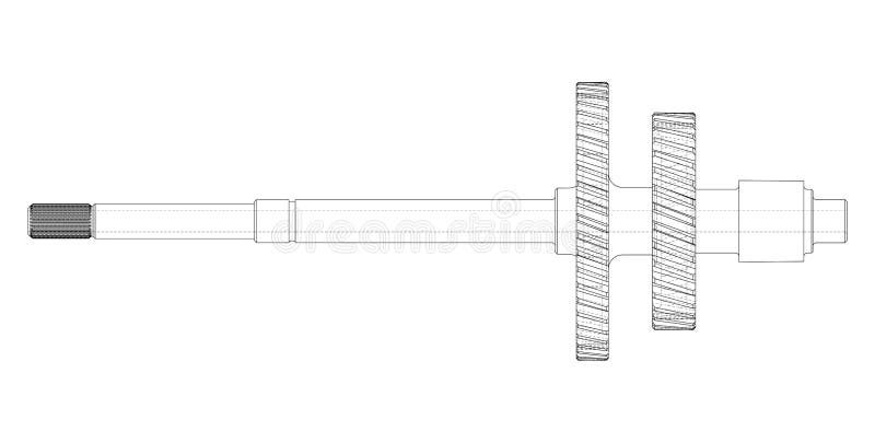 Shaft with gear wheel stock illustration. Illustration of outline ...