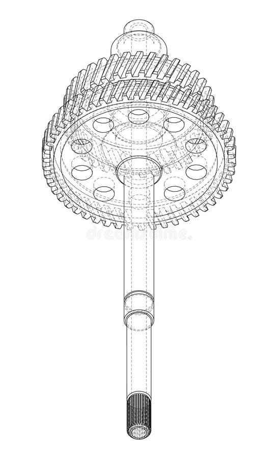Shaft with gear wheel stock illustration. Illustration of wheel - 269931862