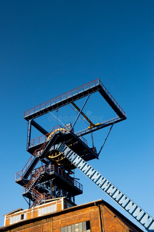 The Shaft Tower of a Closed Black Coal Mine. Stock Image - Image of ...