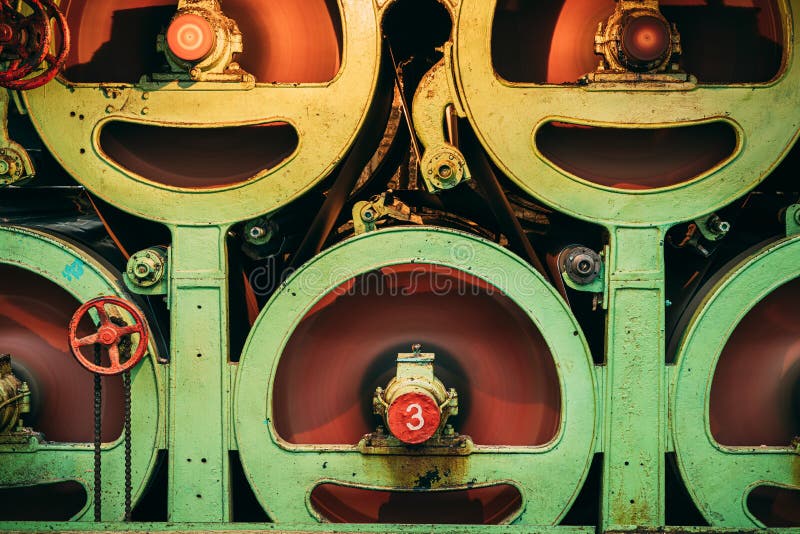 Shafts of Old Paper-making Machine. Detail Stock Image - Image of noise ...