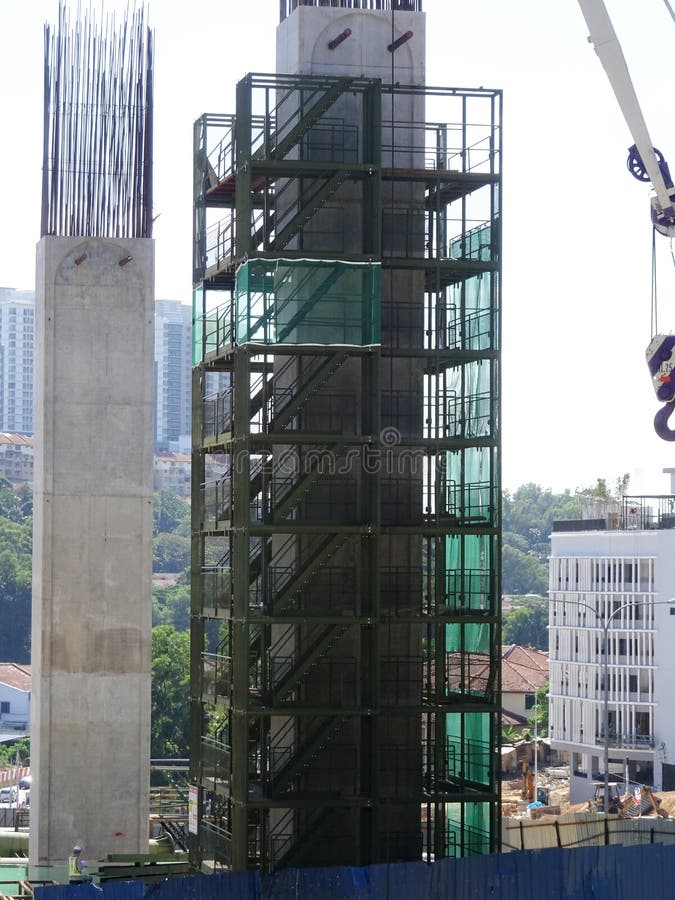 The Temporary Staircase Was Built for the Construction with Prevent ...