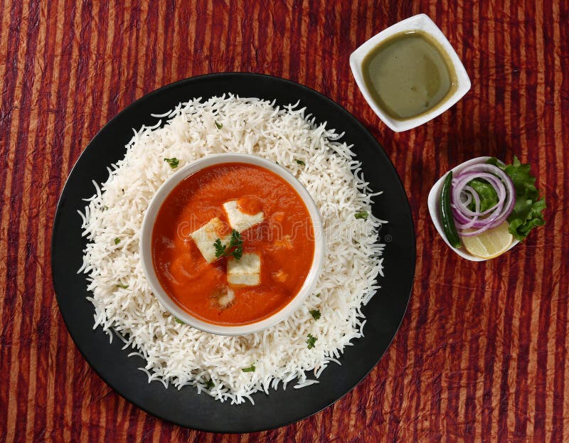 Shahi Paneen with Rice, Indian Curry Dish Stock Image - Image of jeera ...