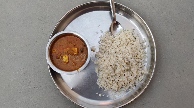 Shahi Paneer with Veg Pulao or Rice with Top View. Kadai Paneer with ...