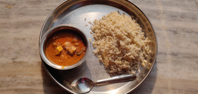 Shahi Paneer with Veg Pulao or Rice with Top View. Kadai Paneer with ...