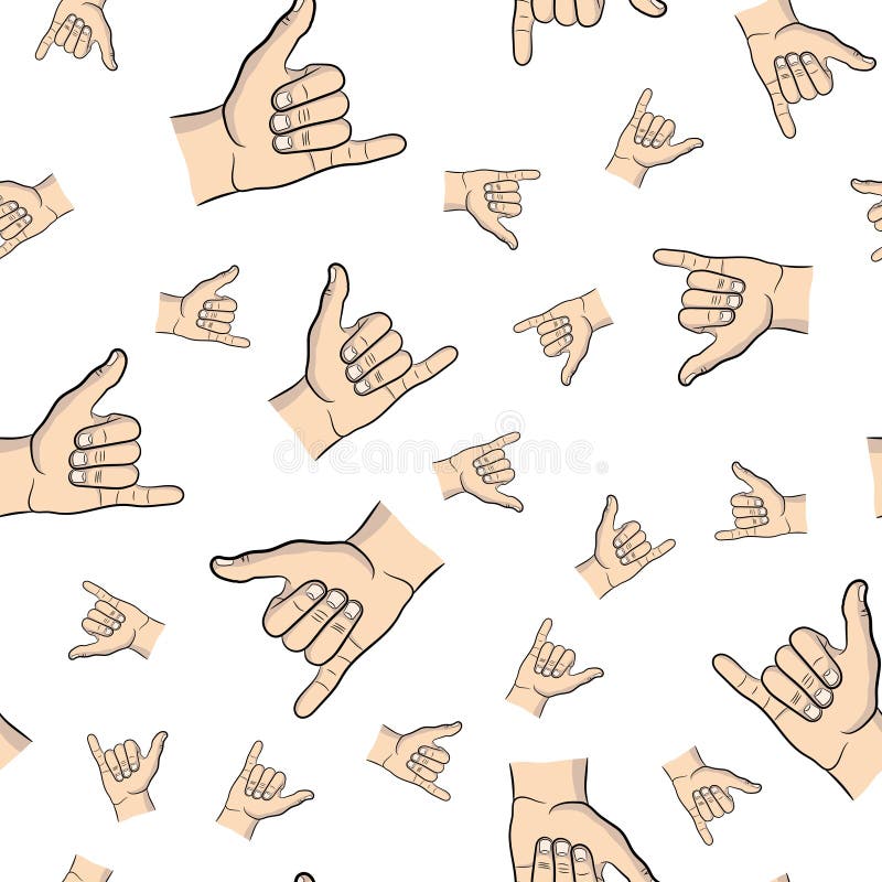 Shaka hand pattern white stock vector. Illustration of beautiful - 84751495
