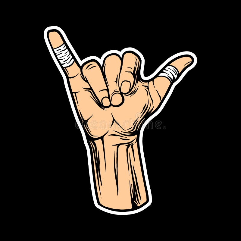 Shaka Hand Sign Vector Illustration Stock Illustration - Illustration ...