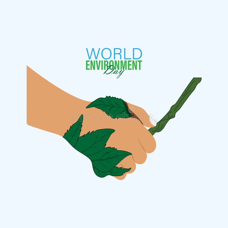 World Environment Day Theme Human Shaking Hand with Nature Stock Vector ...