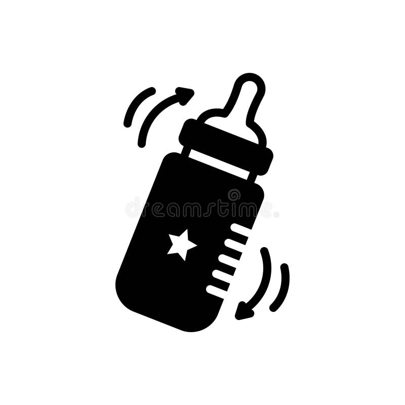 Black Solid Icon for Shake, Milk Bottle and Liquid Stock Vector ...