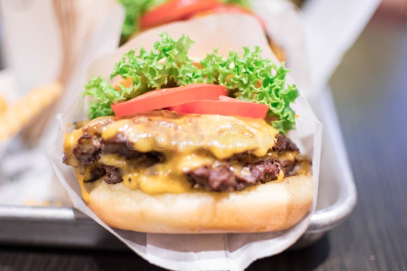 Shake Shack Burger Yummy Beef Burger with Melting Cheese and Vegetables ...
