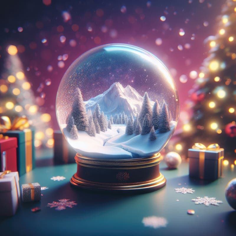 Christmas snow globe scene stock illustration. Illustration of food ...