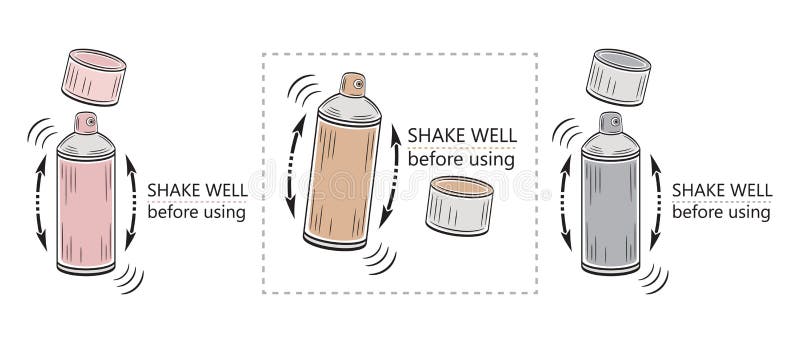 Shake Well before Using Icon Set. Spray Bottle or Aerosol with Arrows ...