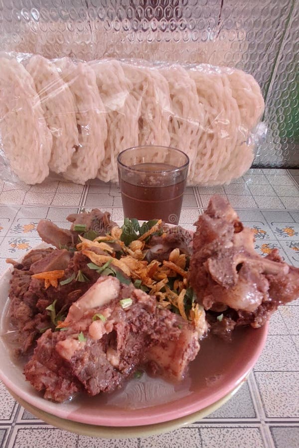 Shaken Noodles with Meat and Young Bones. Stock Image - Image of bones ...