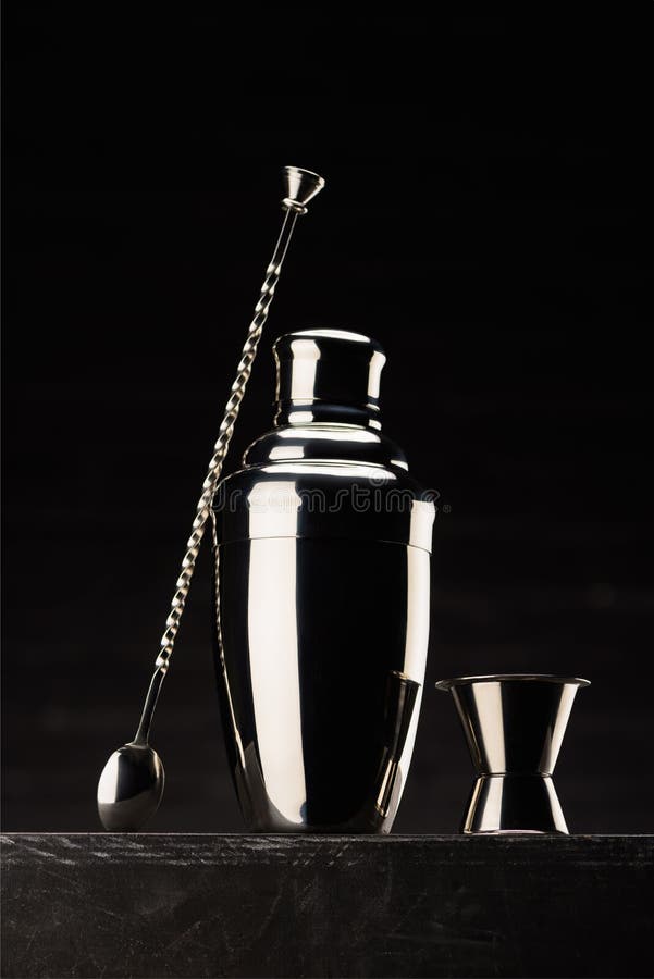 Shaker for Preparing Alcohol Cocktail on Table Stock Image - Image of ...