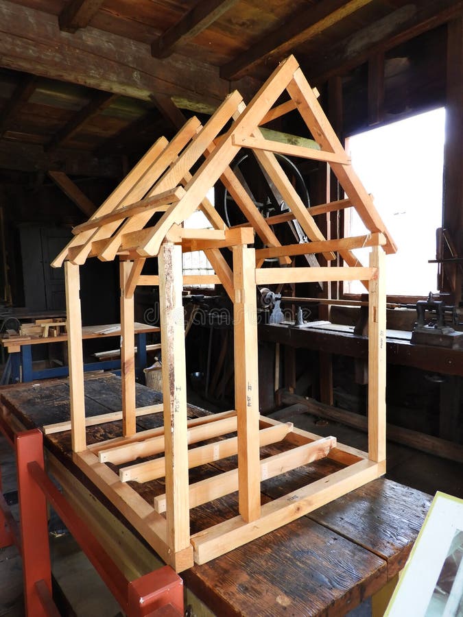 Shaker Timberframe Construction Scale Model Stock Image - Image of ...