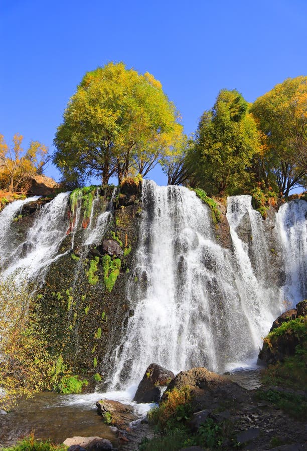 Shaki waterfall in Armenia stock photo. Image of flower - 366583876