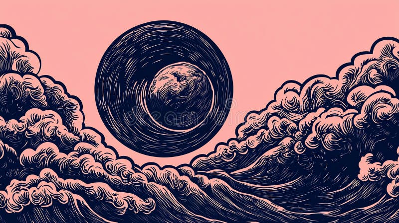 Shaking Animation Icon, Surreal Artwork of Planet Surrounded by ...