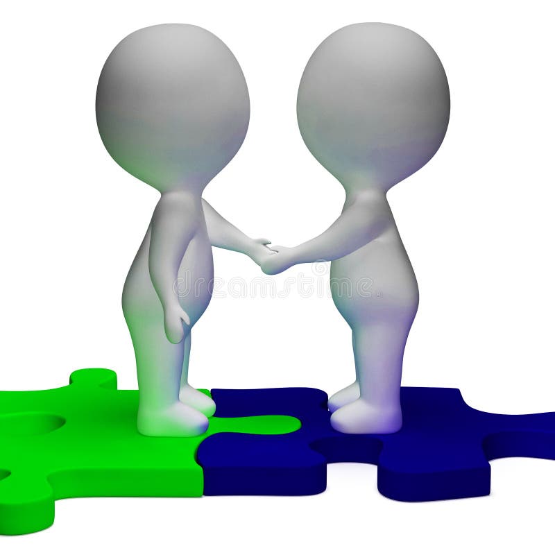 Shaking Hands 3d Characters Shows Partners and Solidarity Stock ...