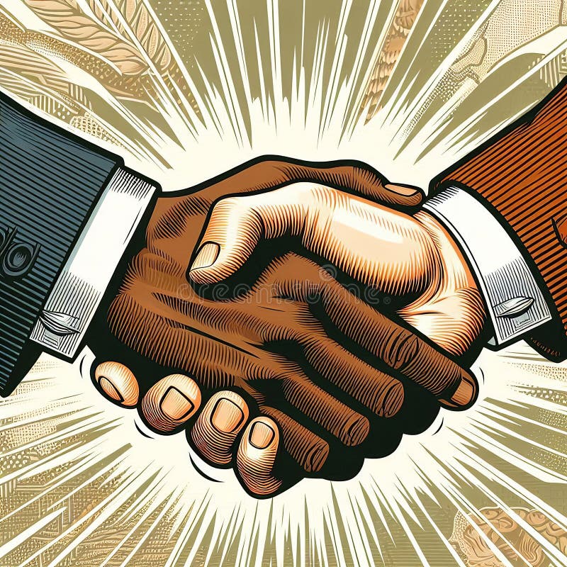 Shaking Hands for Change stock illustration. Illustration of comic ...