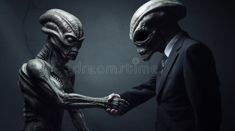 Shaking Hands. Humanoid. Alien Contact Hands Stock Illustration ...