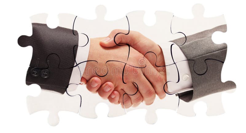 Shaking Hands Inside Puzzle Pieces Stock Photo - Image of human, person ...
