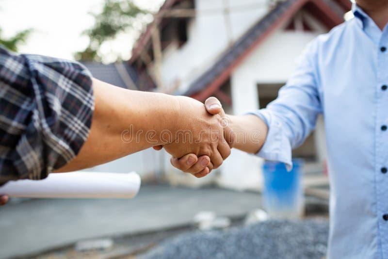 Shaking Hands of Engineers and Contractors Stock Image - Image of male ...