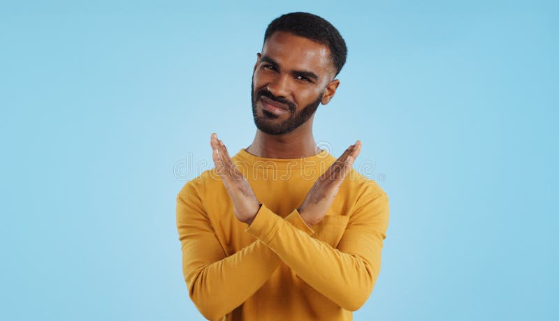 Shaking Head, No and Face of a Man with Stop, Rejection and ...