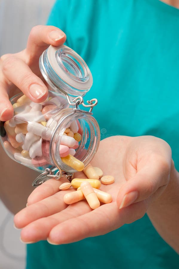 Shaking Pills on Palm Out of the Bottle Stock Image - Image of bottle ...