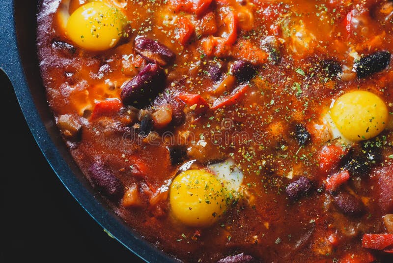 Shakshuka is cooked stock photo. Image of healthy, fried - 275632456