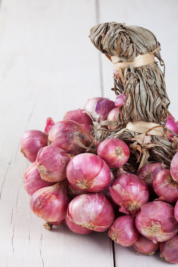 Shallot Bundle on Wooden Table. Stock Image - Image of ripe, organic ...