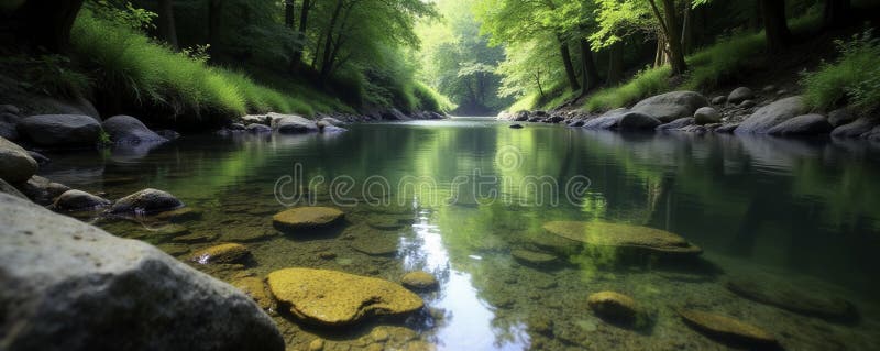 Shallow Creek with Smooth Surface and Aquatic Life, Shallow, Creek ...