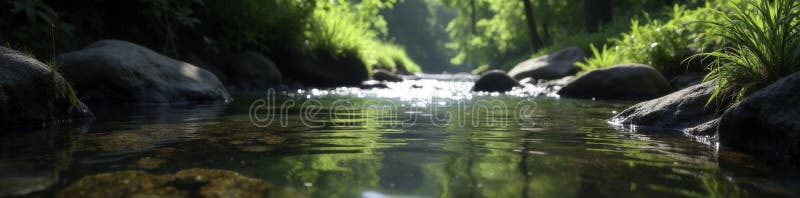 Shallow Creek with Smooth Surface and Aquatic Life, Flowing, Water ...