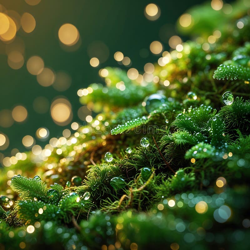 Intricate Texture of Emerald Moss with Tiny Translucent Details Stock ...