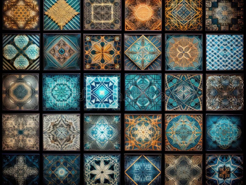 AI Grid Intricate Unique Geometric Patterns Macro Stock Illustration ...