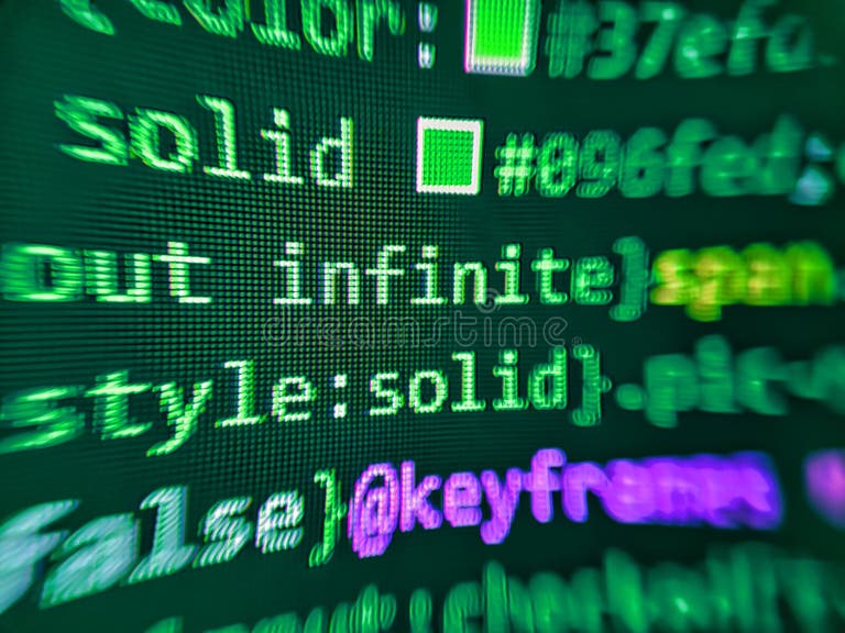 Shallow Depth of Field Effect. Close Up of Computer Web Page Code Inside of Html File Stock ...