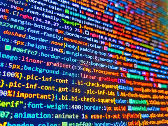 Shallow Depth of Field Effect. Programing. Php Code on Computer Screen ...