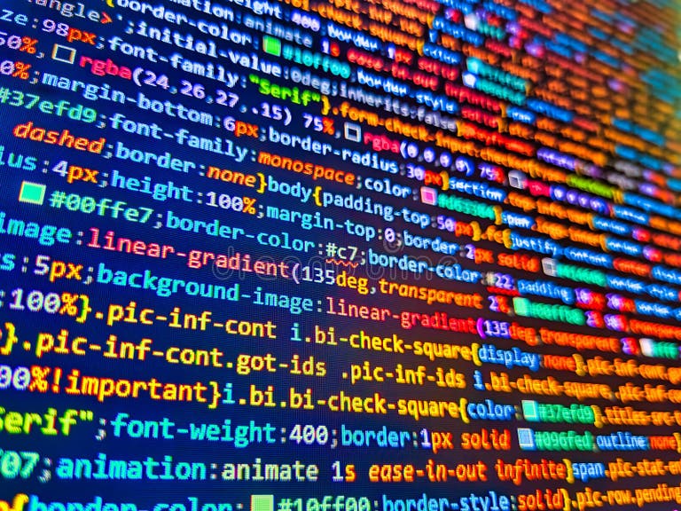 Shallow Depth of Field Effect. Programing. Php Code on Computer Screen ...