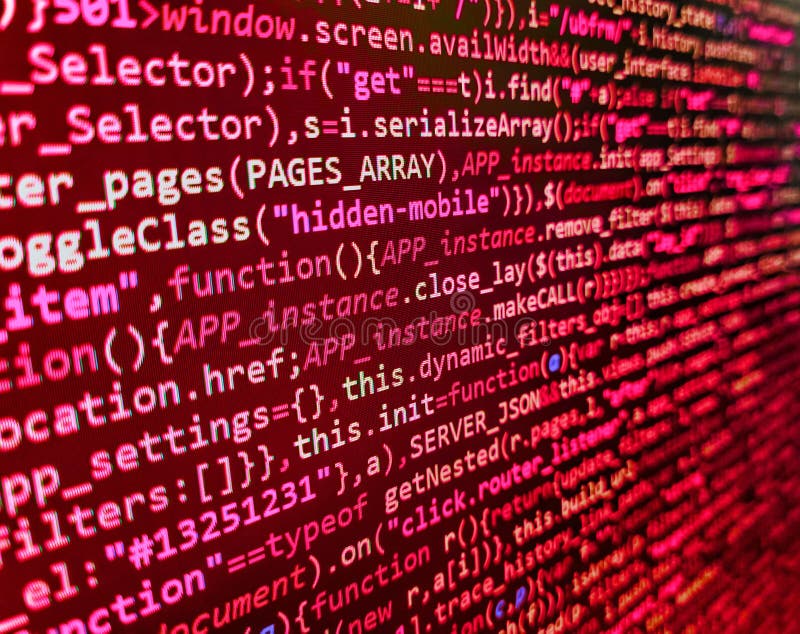 Shallow Depth Of Field Effect Web Site Codes On Computer Monitor Developer Working On Software