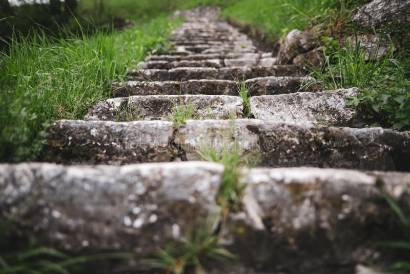 Shallow Depth of Field Selective Focus Image with Medieval Stone Steps ...