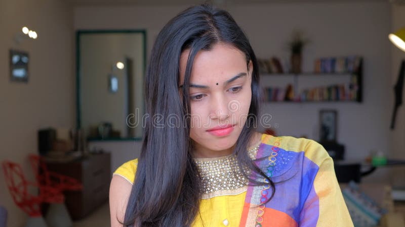 Shallow Focus of a Beautiful Indian Woman Looking at the Camera with a ...
