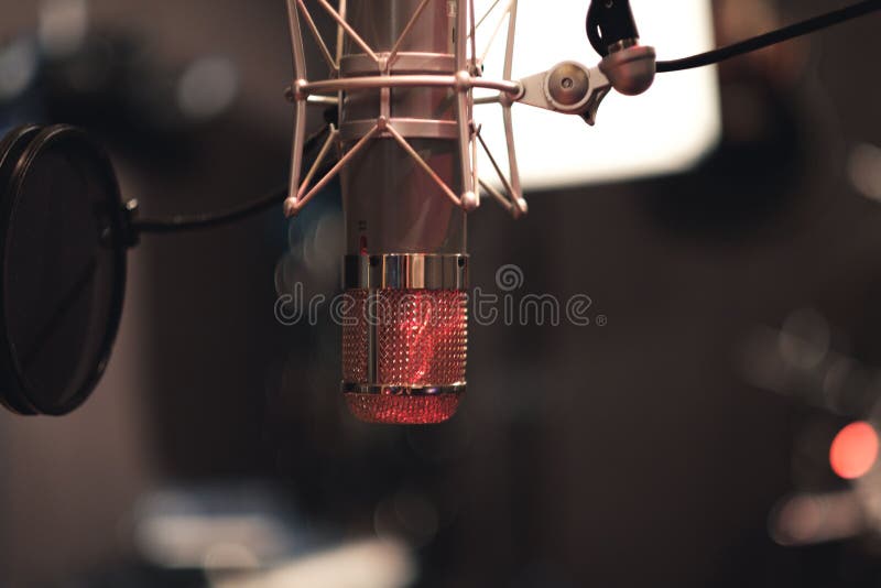 Shallow Focus Shot of a Microphone in a Recording Studio Stock Image ...